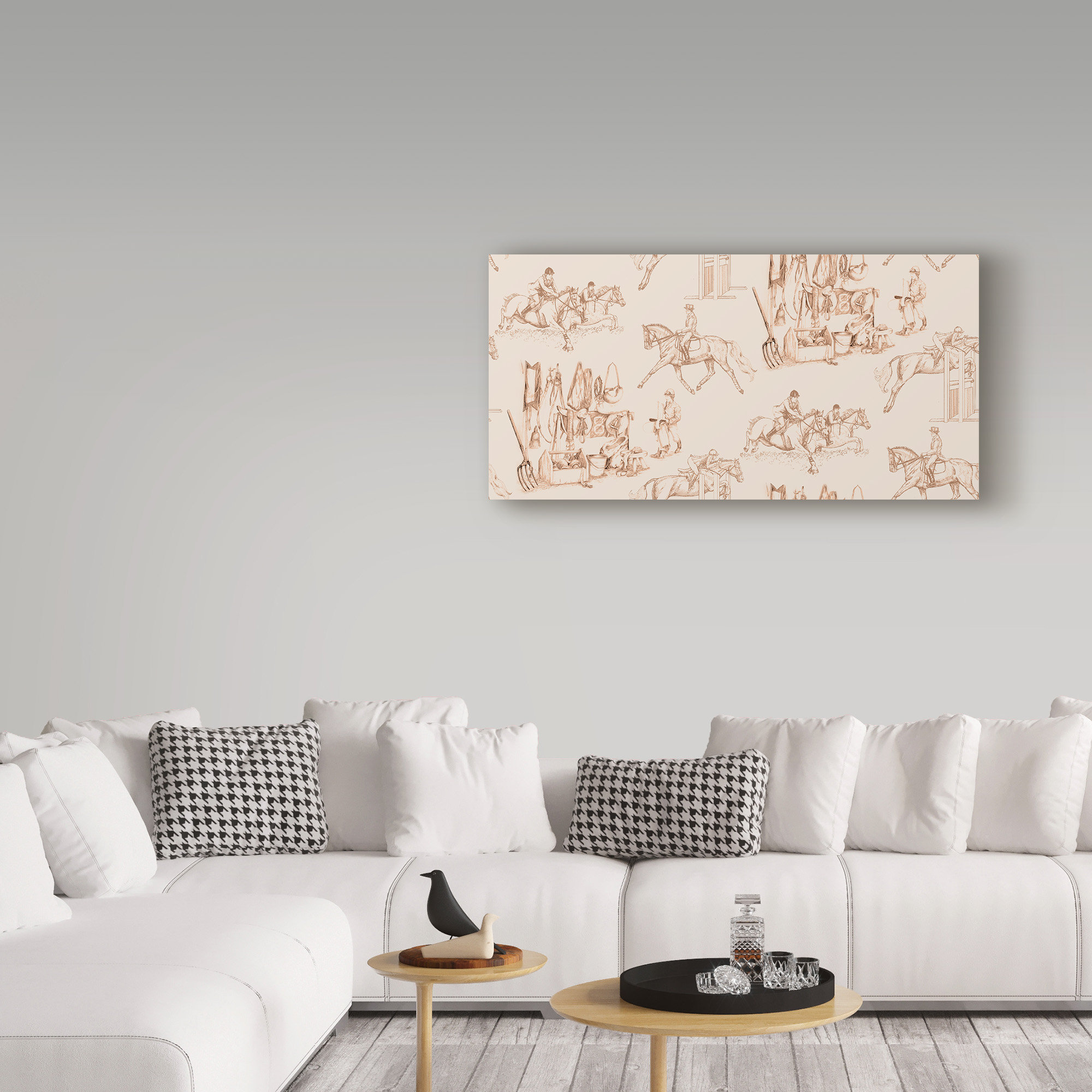 "Horse Toile Pattern Repeat" by Sher Sester, Canvas Art, 24"x12 ...