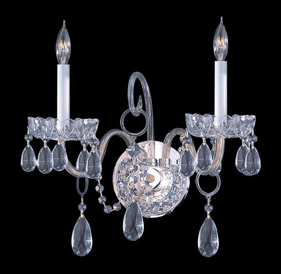 Traditional Crystal 2 Light Swarovski Strass Crystal Chrome Sconce, 15 ...