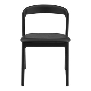 Estelle Side Chair With Black Leatherette Seat and Black Wood Frame Set ...