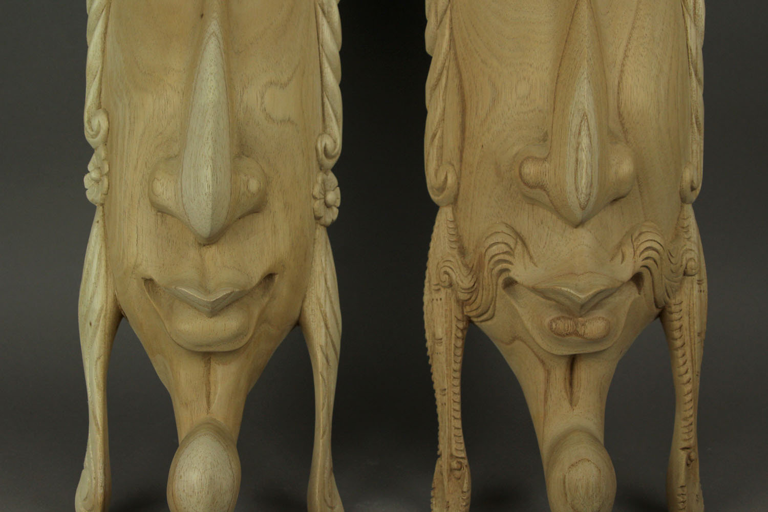 Hand Carved Wood Rama and Sita Wall Mask Set, Oversized - Asian - Wall ...