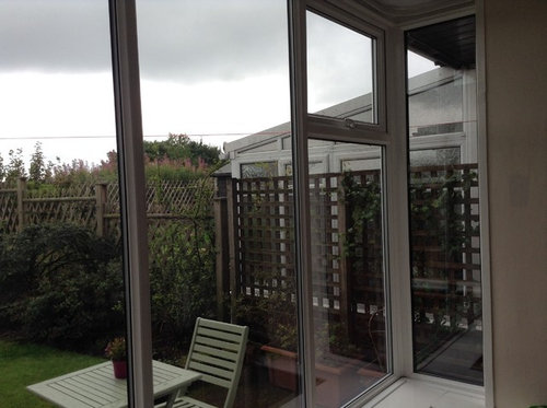 How to dress an odd shaped huge window?! | Houzz UK