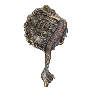 Mermaid Hand Mirror With Bronze Finish - Beach Style - Decorative ...