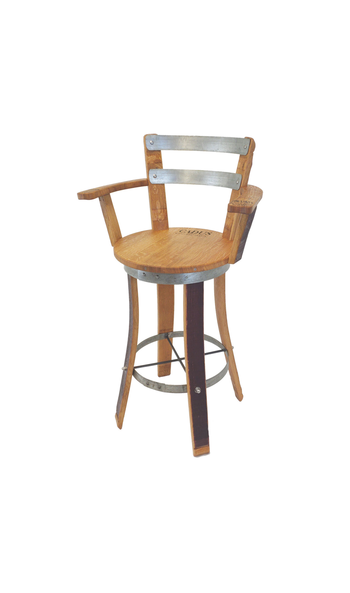Swivel Top Wine Barrel Bar Stool With Armrest - Rustic - Bar Stools And ...