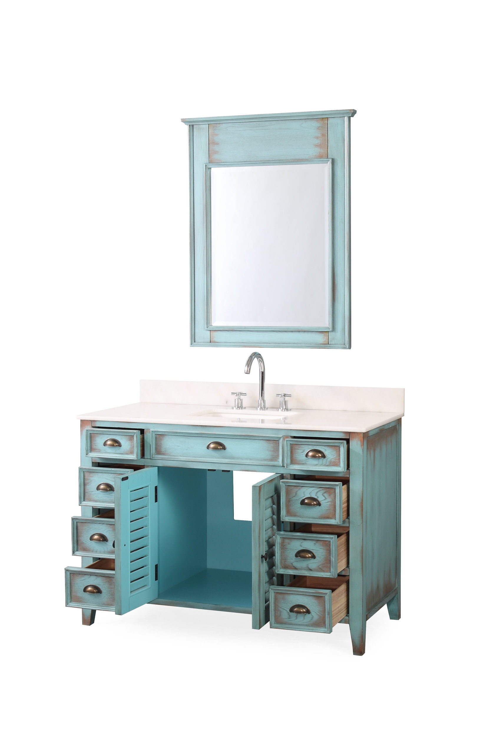 47" Abbeville Distressed Blue Bathroom Vanity - Farmhouse - Bathroom ...