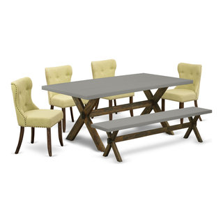 6-Piece Set, Limelight Seat and Chairs, Wooden Bench and Top Table, and ...