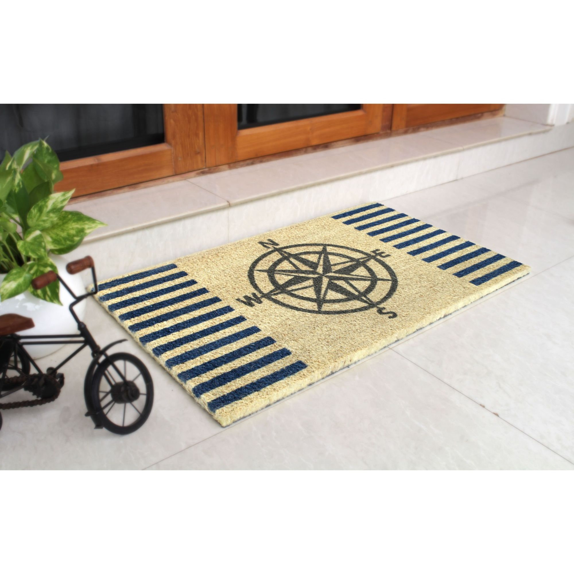 Gray Machine Tufted Welcome Compass Doormat, 18" x 30", 18" x 30 ...