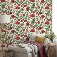 Arden Red Wild Meadow Wallpaper Sample, Swatch - Contemporary ...