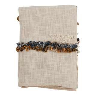 Embroidered Design Cotton Throw - Contemporary - Throws - by Saro ...