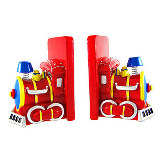 Charming Red Train Engine Bookends, One Size - Contemporary - Bookends ...