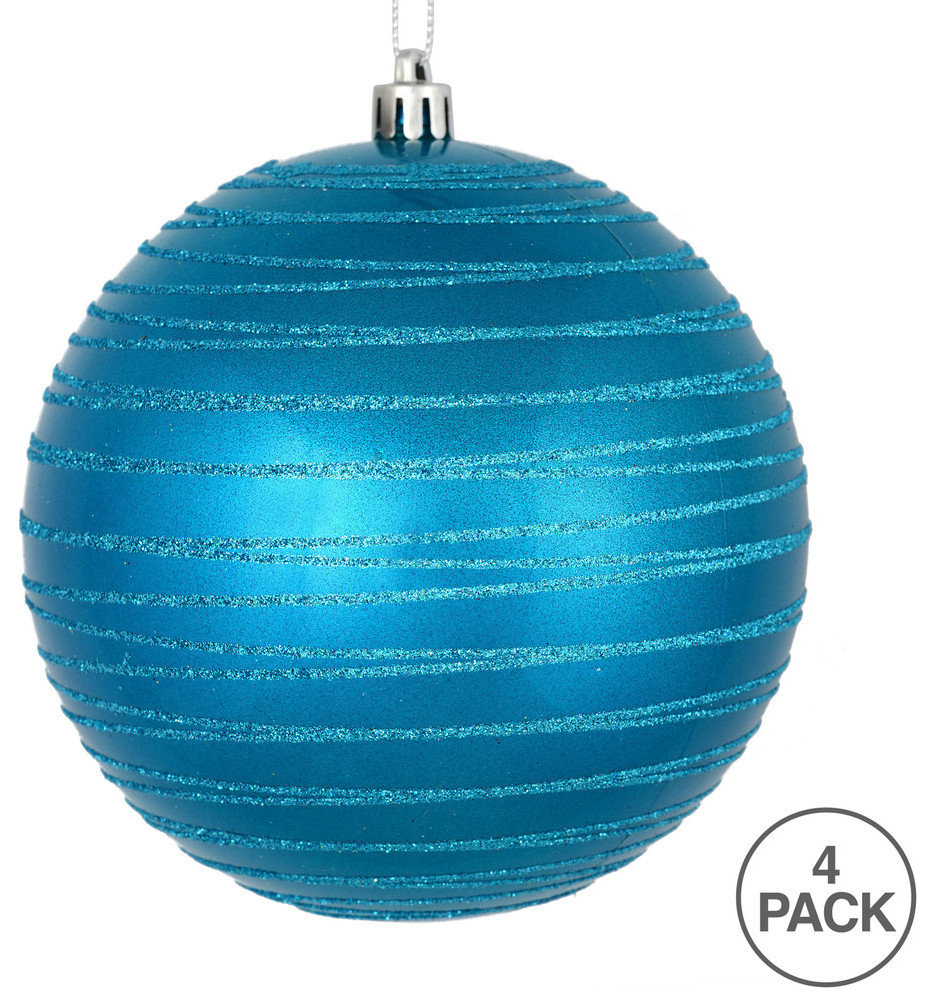 Vickerman N187612D 4" Turquoise Candy Finish Ball Ornament With Glitter ...