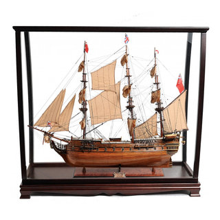 39" Wood Brown HMS Surprise 1796 Table Top Display Case Hand Painted ...