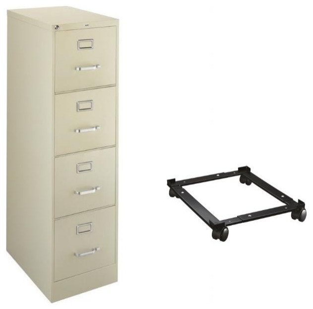 2 Piece Vertical Letter File Cabinet and Adjustable Mobile File Caddy ...