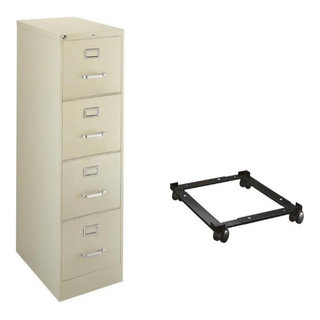 2 Piece Vertical Letter File Cabinet and Adjustable Mobile File Caddy ...
