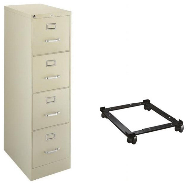 2 Piece Vertical Letter File Cabinet and Adjustable Mobile File Caddy ...