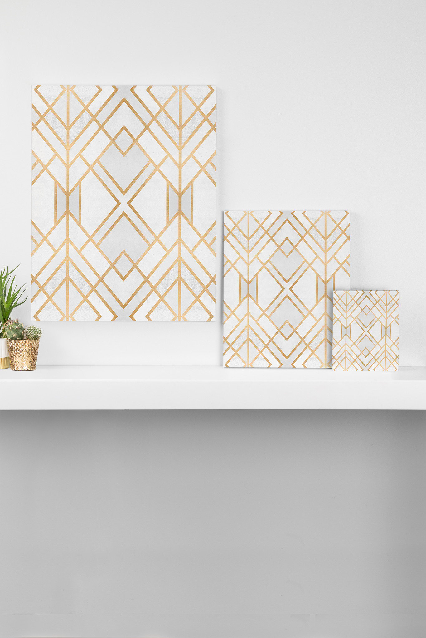 Elisabeth Fredriksson Golden Geo Art Canvas, 8"x10" - Contemporary ...