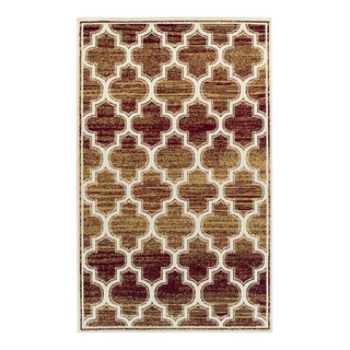 4' X 6' Brick And Gold Geometric Stain Resistant Area Rug ...