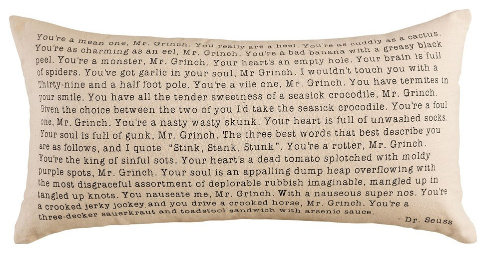 Elk Grinch 20X12 Pillow PLW016-P, Bleached White, Black Print ...