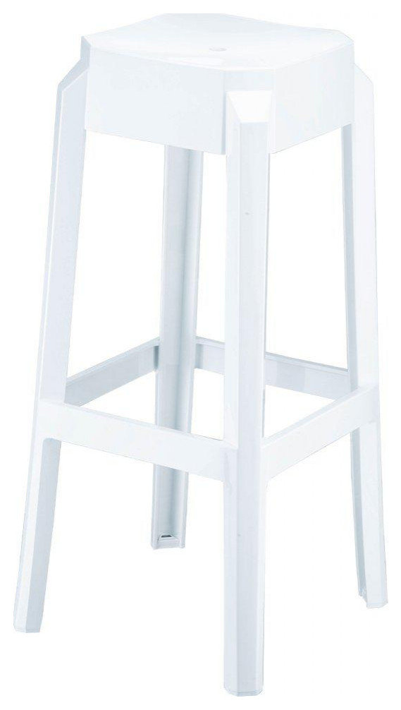 Fox Polycarbonate Bar Stool Glossy White - Contemporary - Outdoor Bar ...