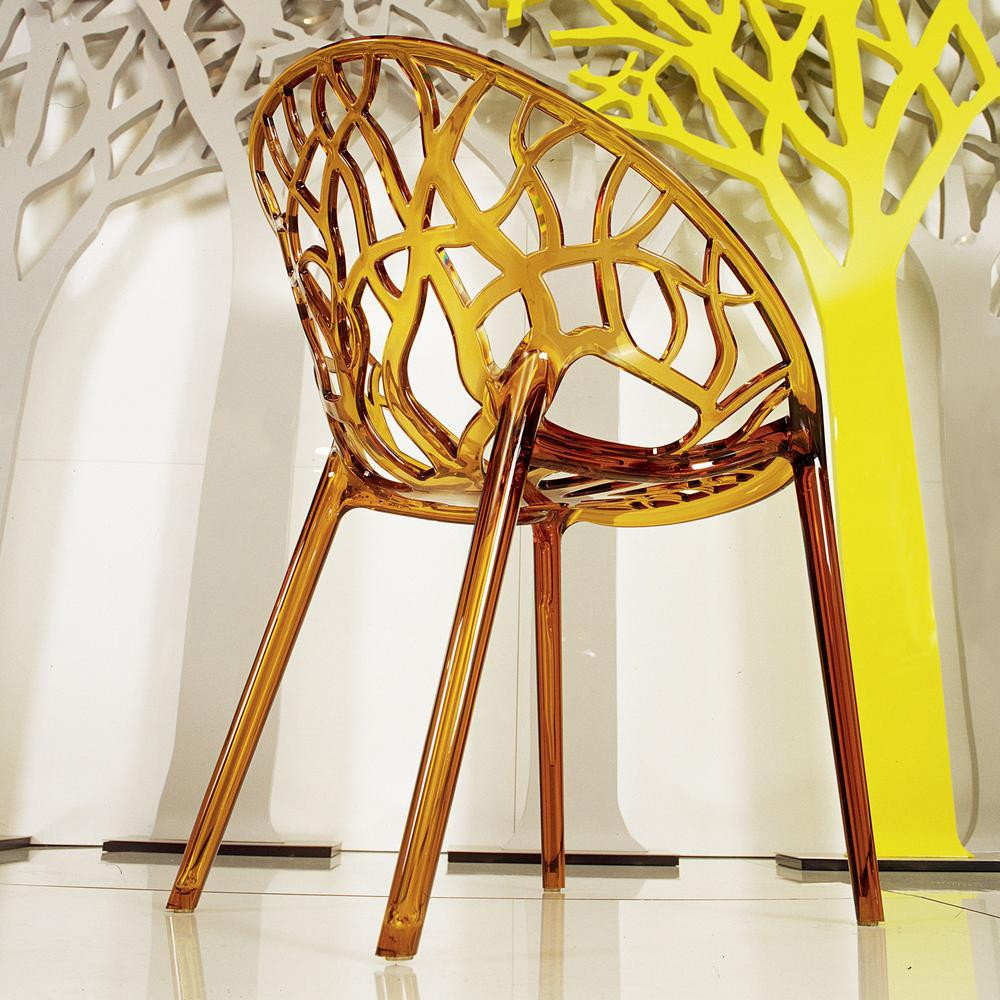 Crystal Polycarbonate Modern Dining Chair Transparent Amber - Modern ...
