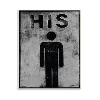 Stupell Industries His Distressed Bathroom Sign, 13"x19" - Farmhouse ...