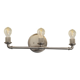 Bronx 3-Light Bath Bar, Brushed Nickel - Industrial - Bathroom Vanity ...