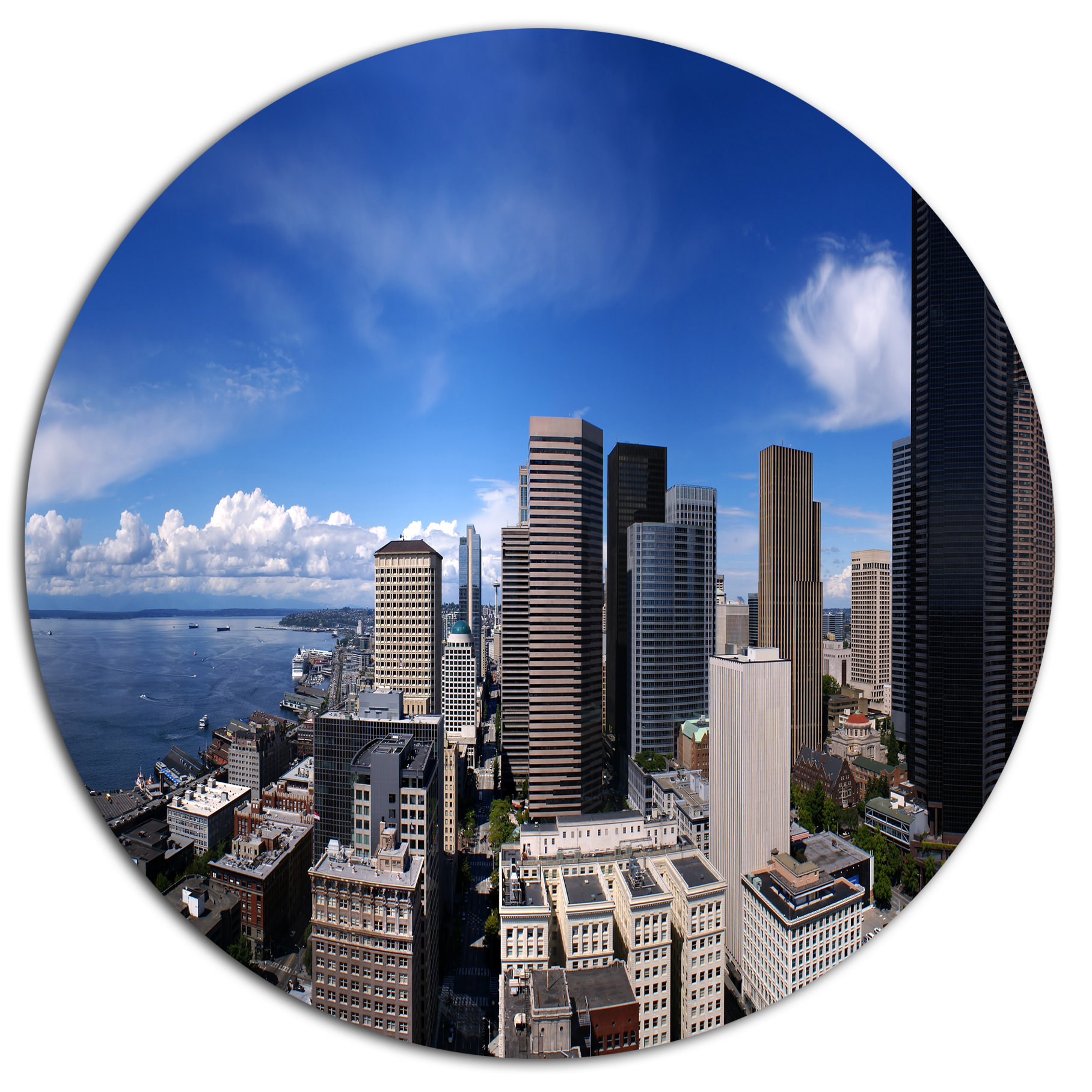 Seattle Downtown From Smith Tower, Cityscape Wall Round Wall Art, Disc ...