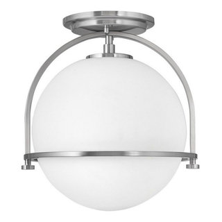 1-Light Semi-Flush Mount Metal Yoke and Ring in Heritage Brass Etched ...