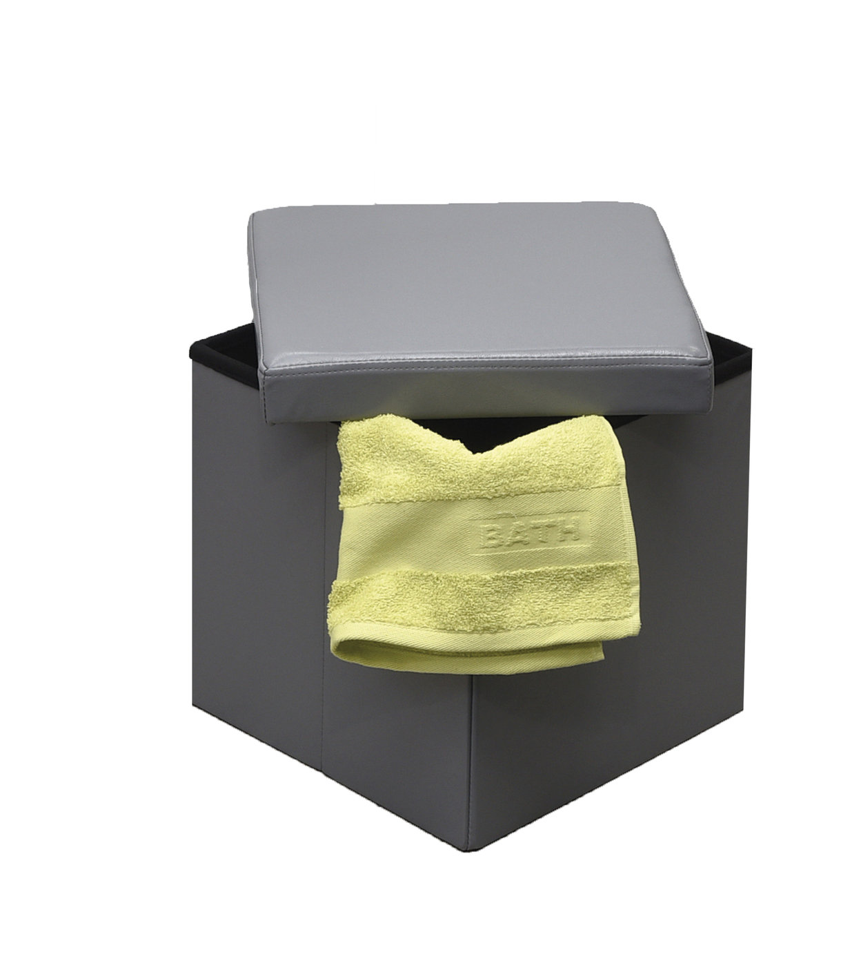 2 in 1 foldable pouf and storage box-LEATHER look Cube Faux Leather ...