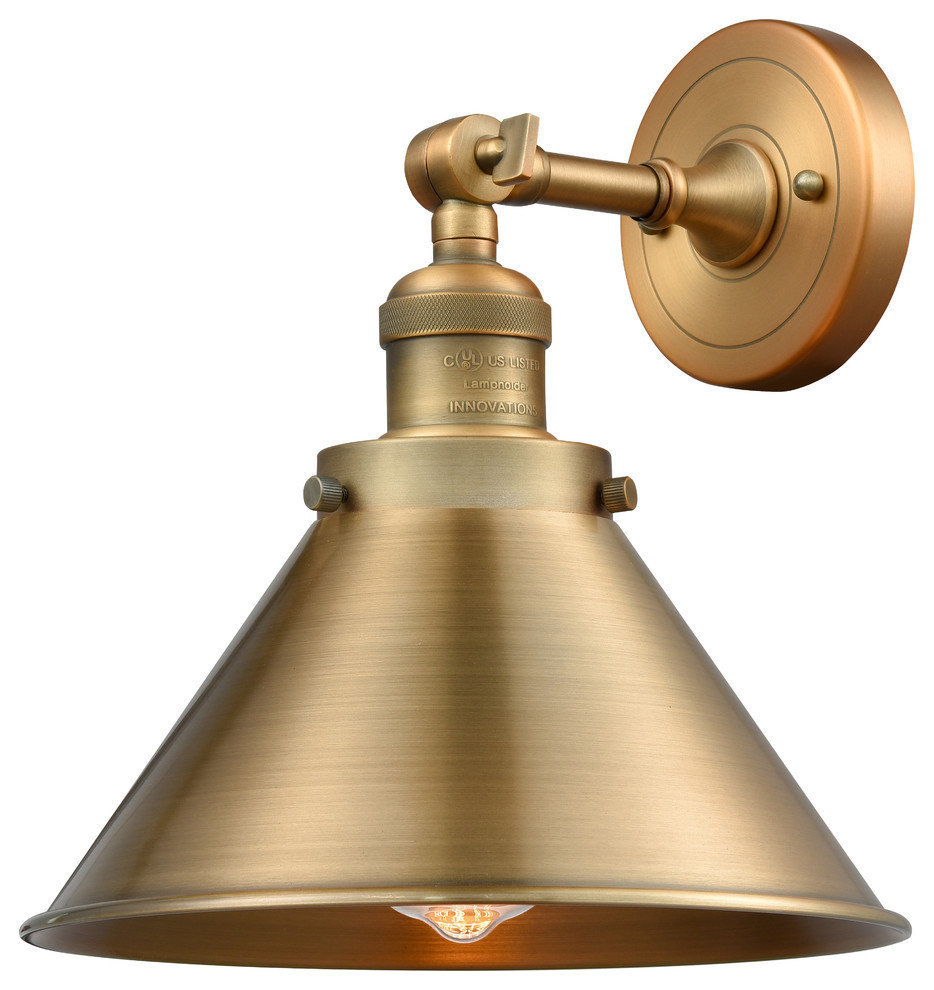 1-Light Briarcliff 10" Sconce, Brushed Brass - Industrial - Wall ...