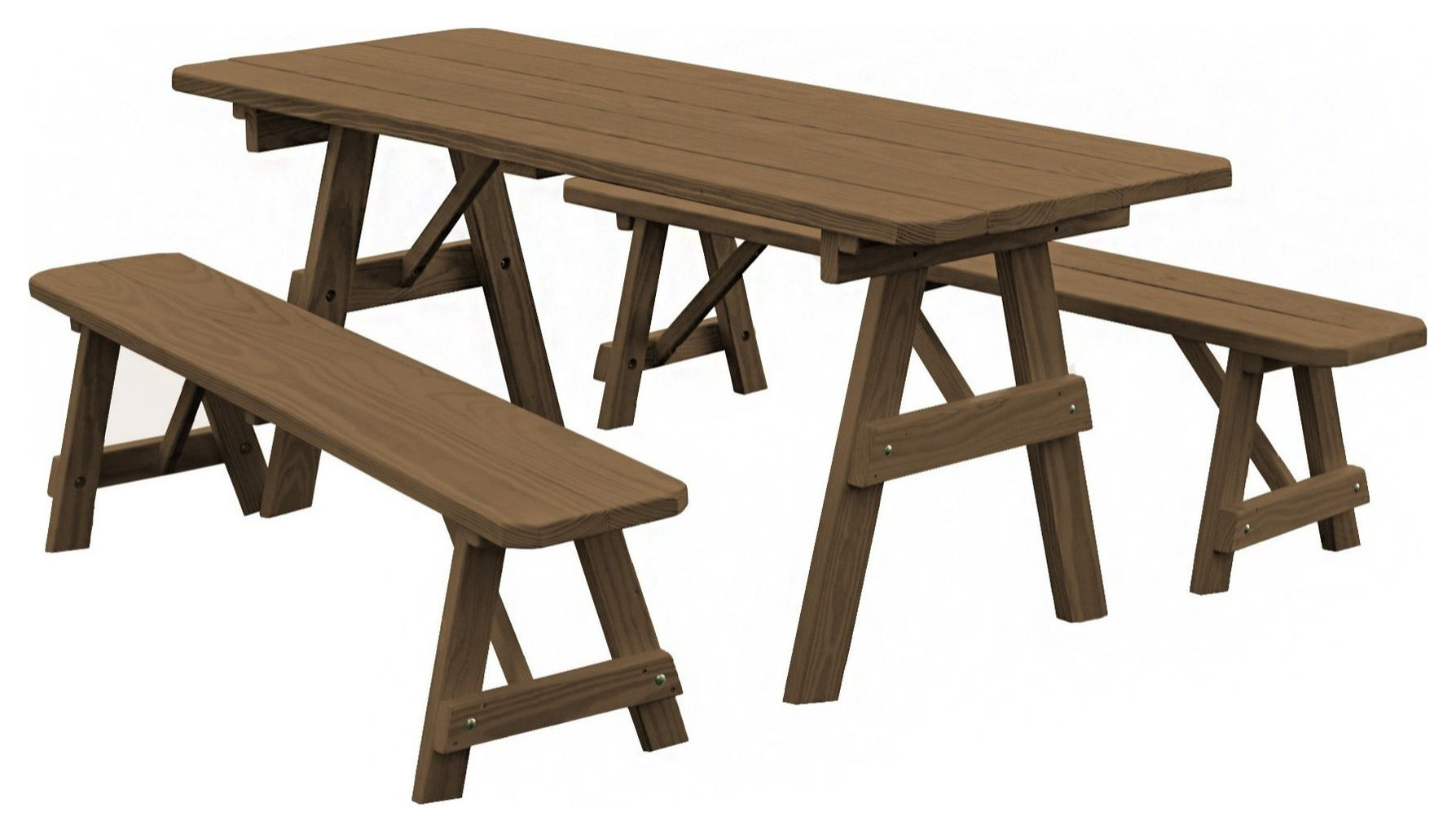 Traditional Cedar Table with 2 Benches, 8 Foot - Transitional - Outdoor ...