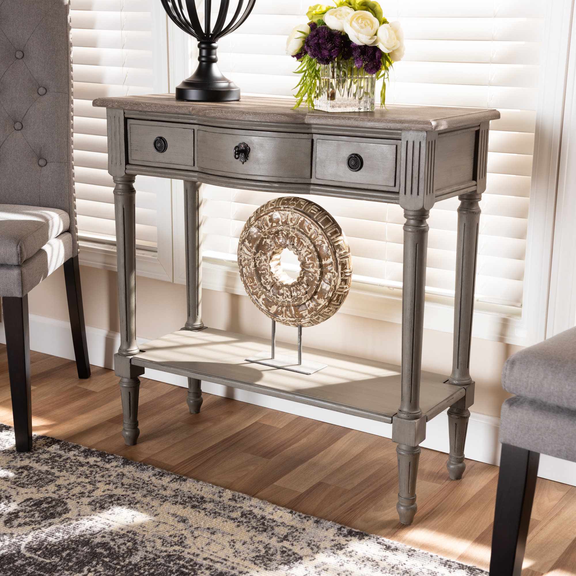 Ginny French Provincial Gray Finish 1-Drawer Wood Console Table - Traditional - Console Tables ...