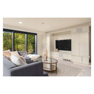 Sophisticated MCM Mercer Island Waterfront Home - Midcentury - Basement ...