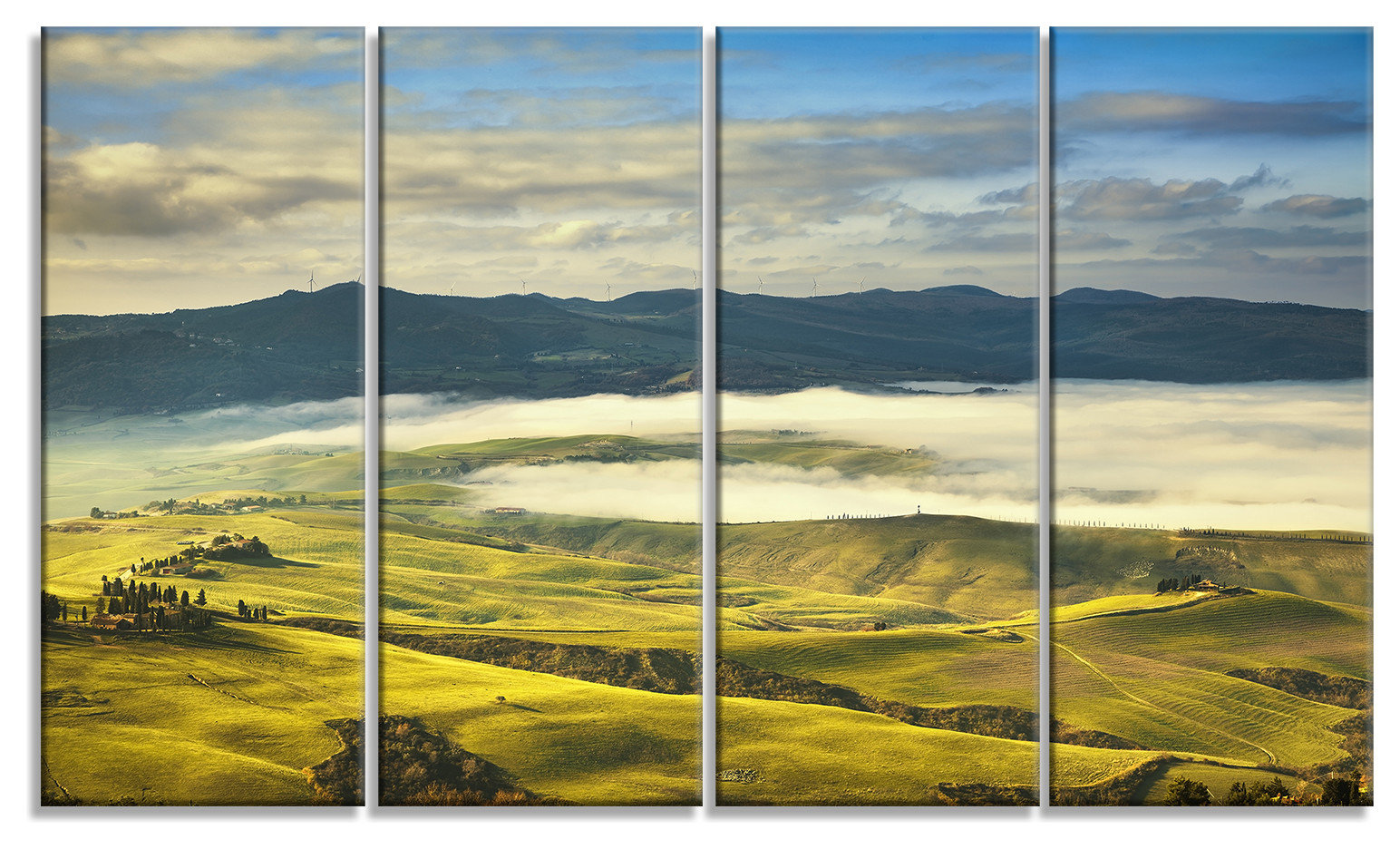"Tuscany Farmland and Green Fields" Metal Wall Art, 48"x28" - Farmhouse ...