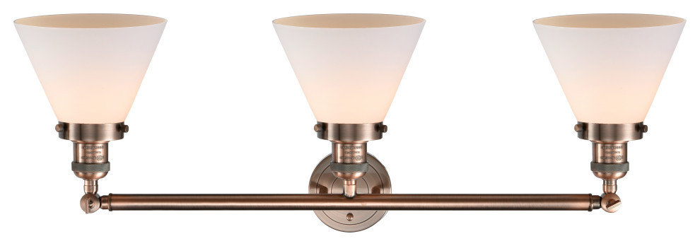 Innovations Large Cone 3-Light Bathroom Fixture, Antique Copper ...