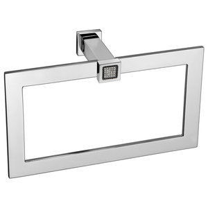 Modern Rectangular Chromed Brass and Cromall Towel Ring - Modern ...