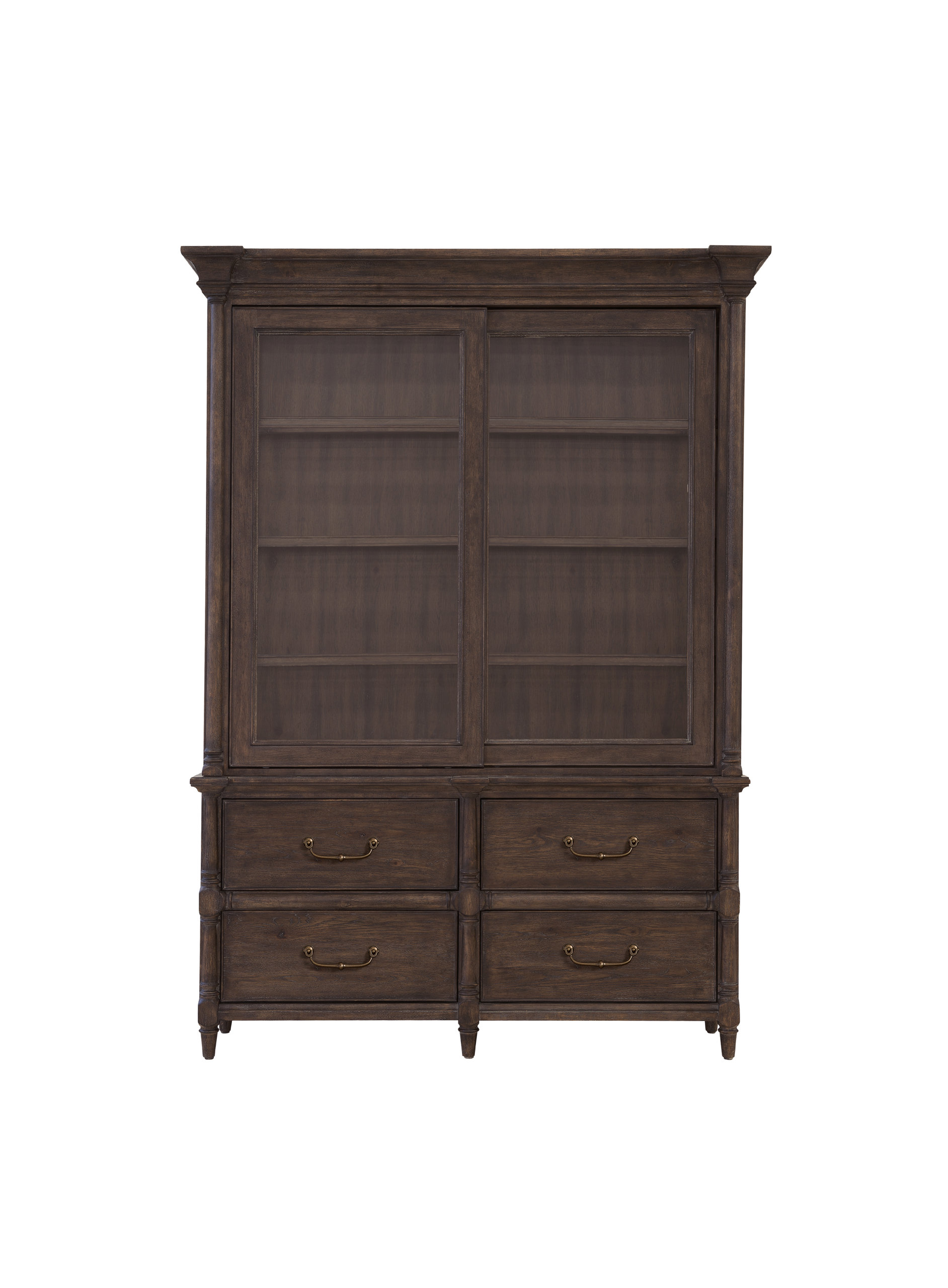 Revival Row Sliding Door Display Cabinet With Storage Drawers ...