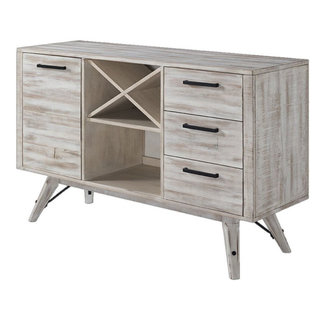 Modern Rustic 3-Drawer Server, Weathered White - Farmhouse - Buffets ...