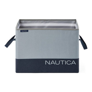 Nautica Folded Rectangle Bin, Gray Block - Beach Style - Storage Bins ...