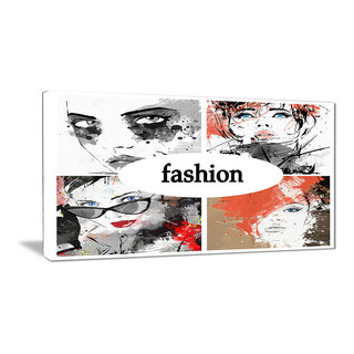 "Collage of Girls" Portrait Digital Art Canvas Print, 40"x20 ...