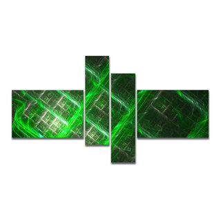 Green Abstract Metal Grill, Multipanel Abstract Art on Canvas, 60"x32 ...