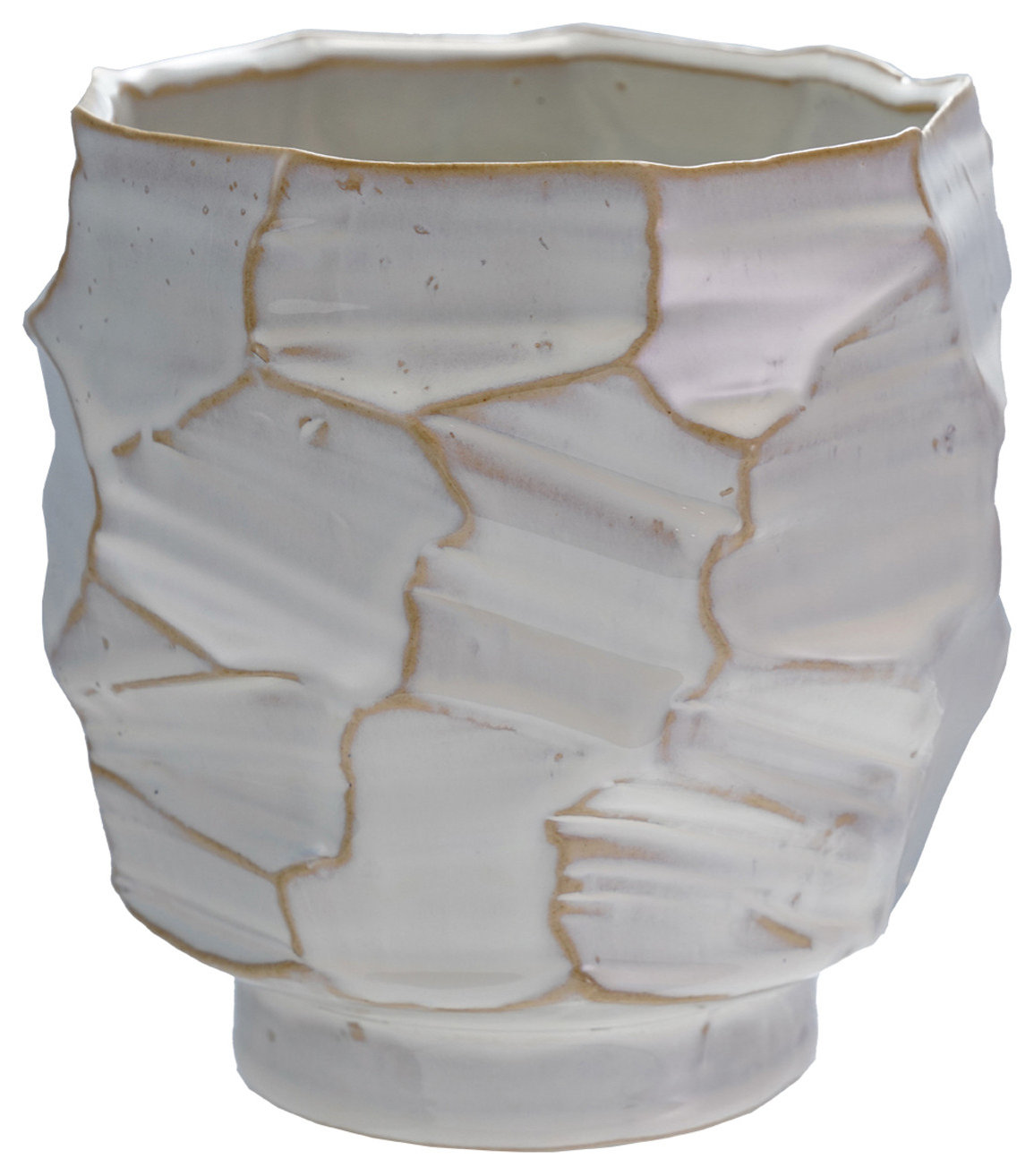 Stoneware Planter/Vase With Reactive Glaze, Cream Color - Contemporary ...