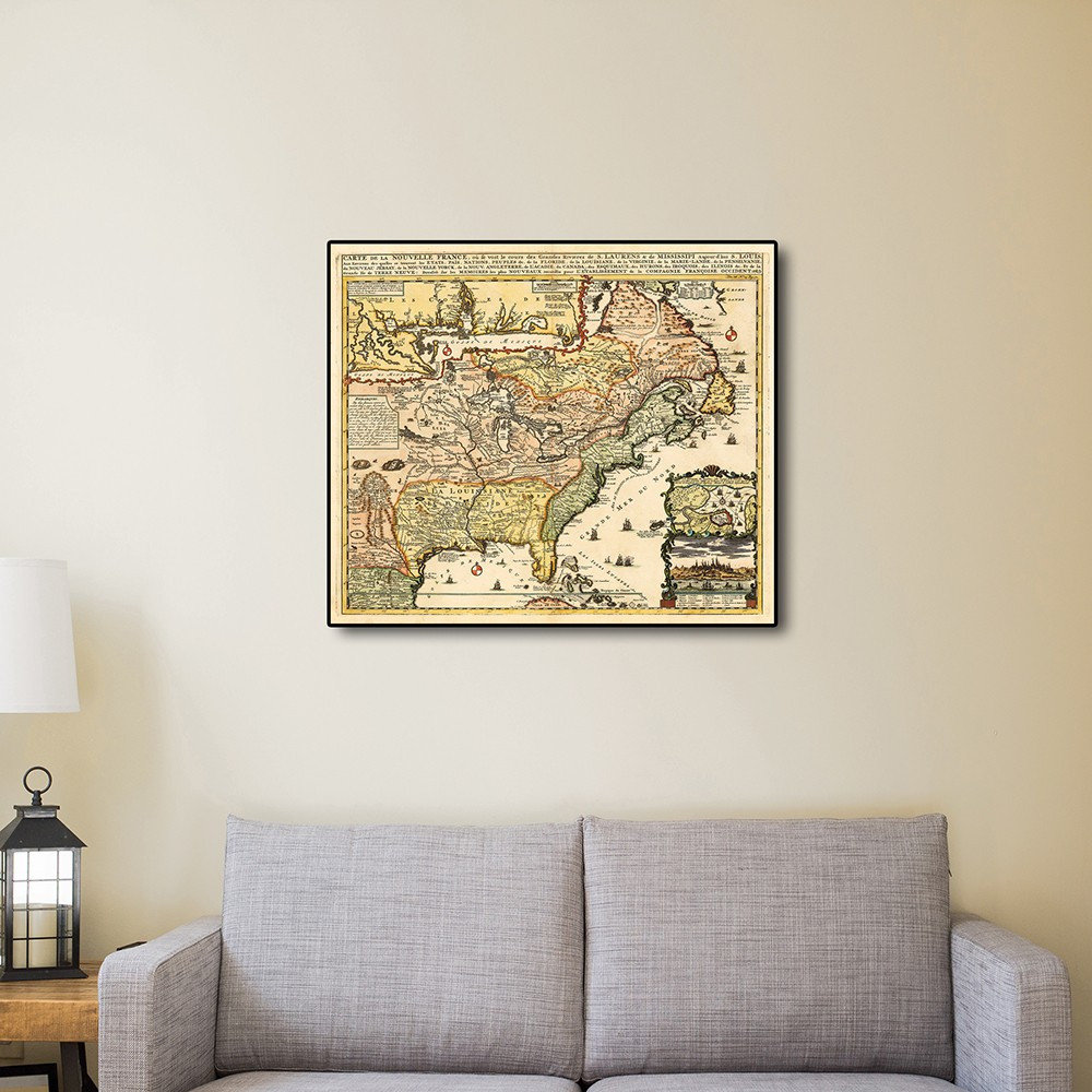 Vintage 1718 Map Of New France Unframed Print Wall Art - Contemporary ...