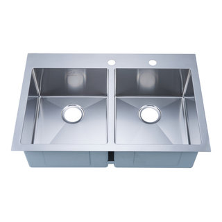 Stufurhome Overmount Stainless Steel 33 In. 2-Hole Double Bowl Kitchen ...