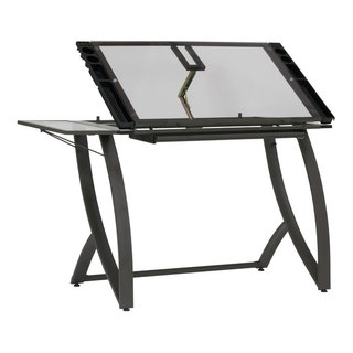Luxe Drawing, Drafting, Craft Table, Drawer/Folding Side Shelf, Pewter ...