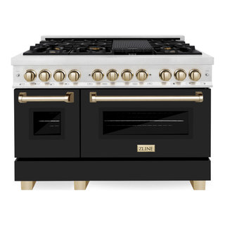 ZLINE 48 in. Autograph Edition Dual Fuel Range, DuraSnow, RASZ-BLM-48-G ...
