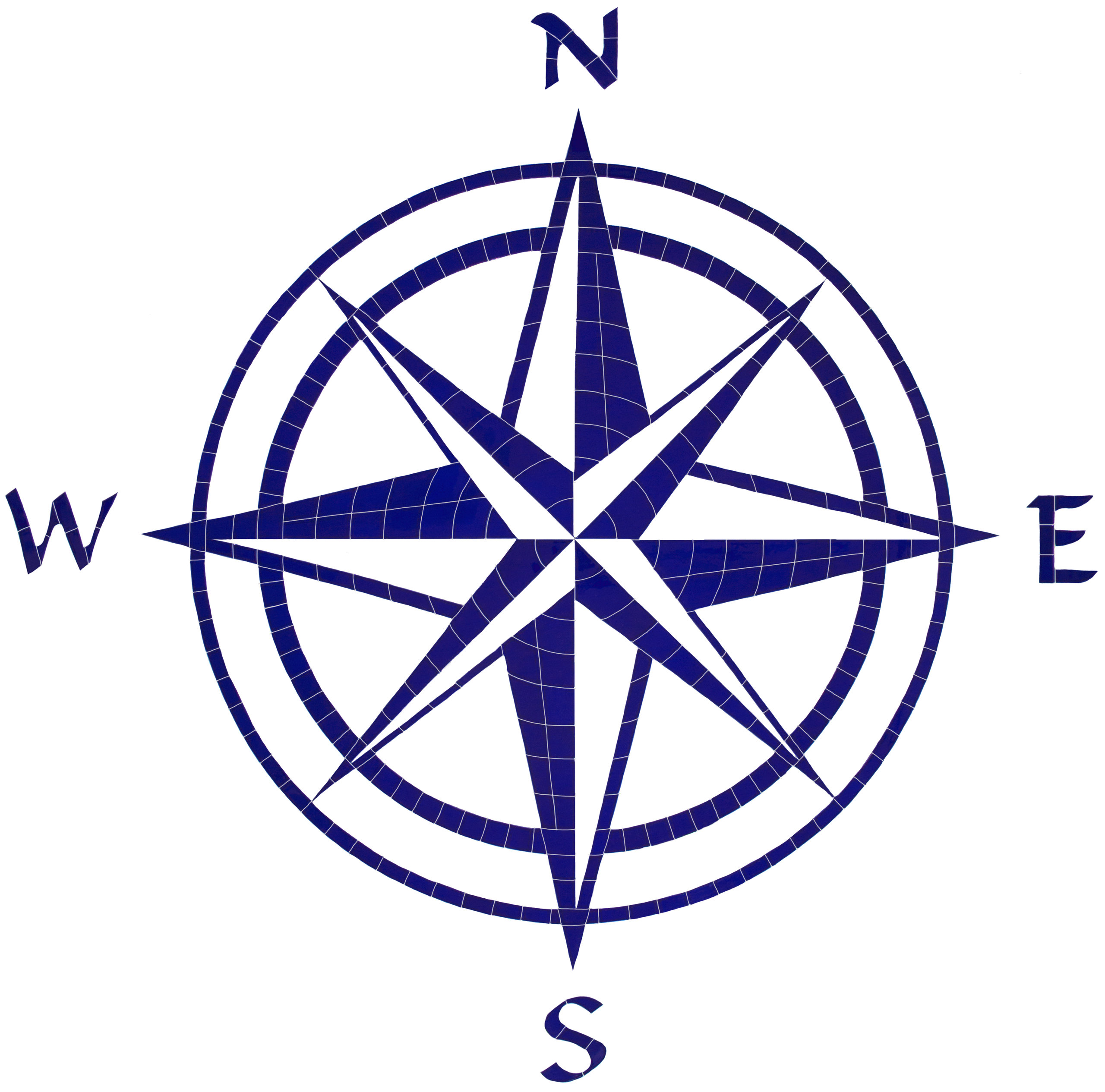 Compass Rose Ceramic Swimming Pool Mosaic, 60"x60" - Beach Style ...