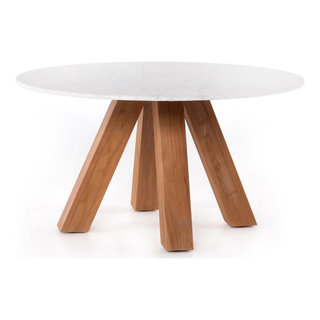 Sanders Outdoor Dining Table-54"-Marble - Transitional - Outdoor Dining ...