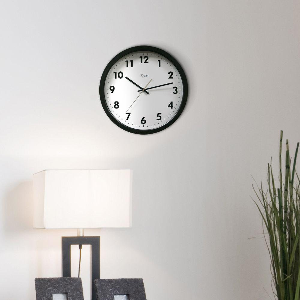 Equity® 25509 Commercial Analog Wall Clock with Black Case & White Dial ...