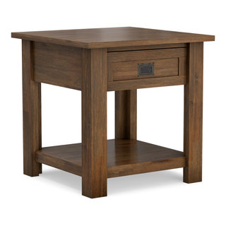 Monroe Solid Acacia Wood End Table - Rustic - Side Tables And End ...