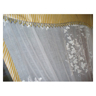 Edwardian Valance yellow stripe silk sewing room - Eclectic - New York ...